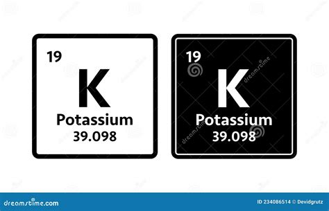 Potassium Symbol Chemical Element Of The Periodic Table Vector Stock