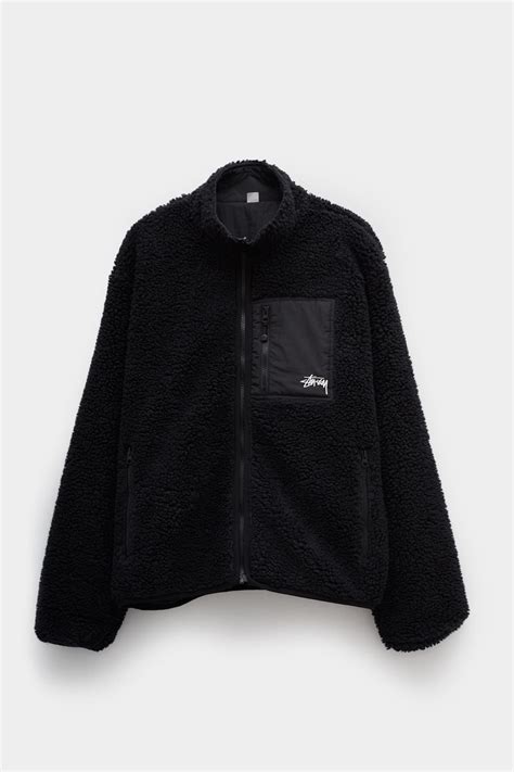 Stussy Black Sherpa Reversible Jacket Iamnue