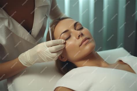 Premium Ai Image Young Woman Receiving Eyelid Injection