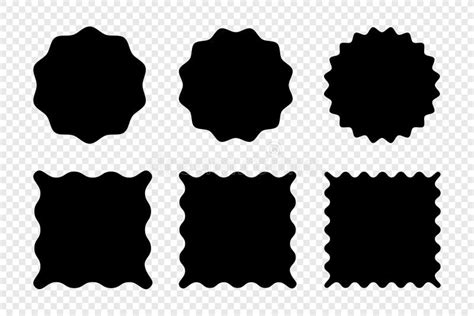 Zig Zag Edge Square And Circle Shapes Collection Sale Sticker Vector