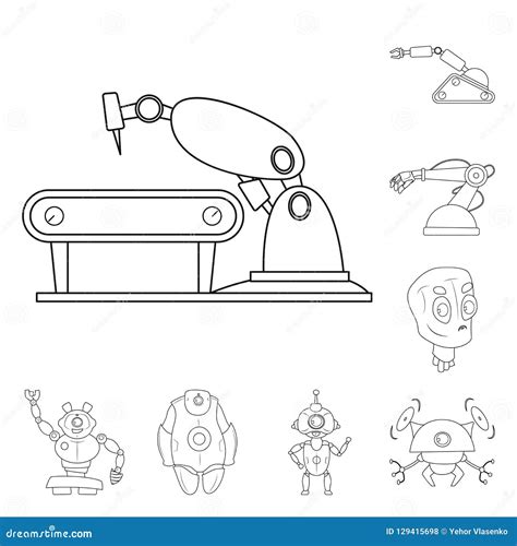 Isolated Object Of Robot And Factory Symbol Set Of Robot And Space
