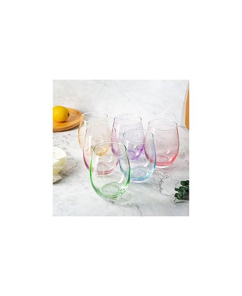 The Wine Savant Glass Colored Large 12 Oz Wine Glass Set Of 6 Macys