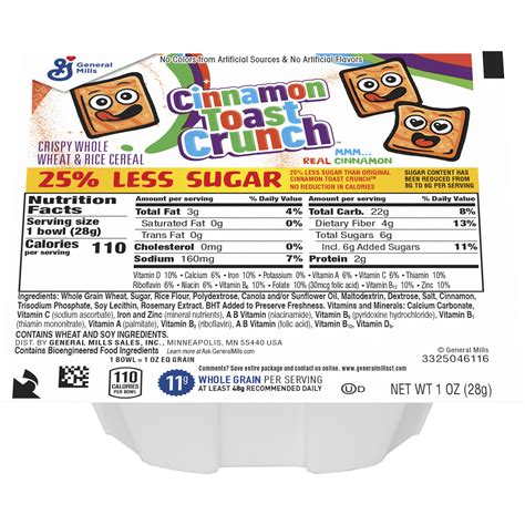 Cinnamon Toast Crunch™ Cereal 25 Less Sugar Single Serve Bowlpak 1 Oz