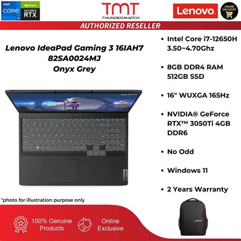 Lenovo Ideapad Gaming Iah Sa Mj Laptop I H Gb Ram Gb Ssd Wuxga
