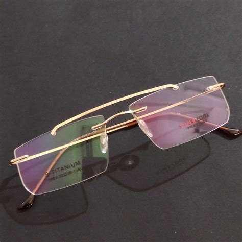 Gold Rectangle Rimless Glasses Frameless Specs With Blue Light Filter Glasses India Online