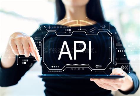 Api Concept With Woman Using Tablet Stock Image Image Of Software