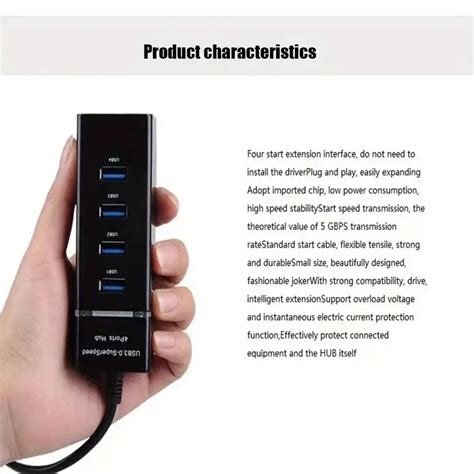 4 포트 Usb 30 허브 노트북 Pc 용 33ft 긴 케이블이있는 데이터 Usb 허브 분배기 Macbo Temu