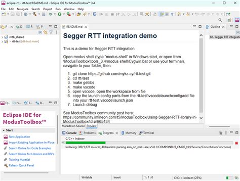 Using Segger Rtt Library In Modustoolbox In Vscod Infineon