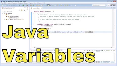 12 Declaring And Using Integer Variables In Java Youtube