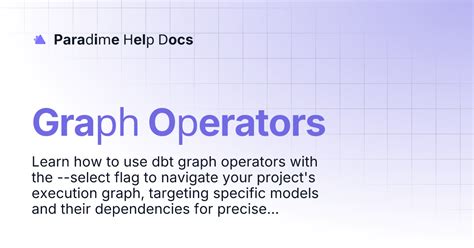 Graph Operators Paradime Help Docs