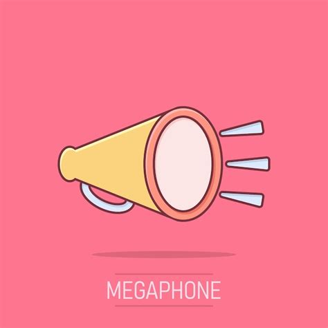 코 스타일의 메가폰 스피커 아이콘 Bullhorn 고립된 배경에 터 만화 일러스트레이션 비명 발표 비즈니스 개념 스플래시 효과
