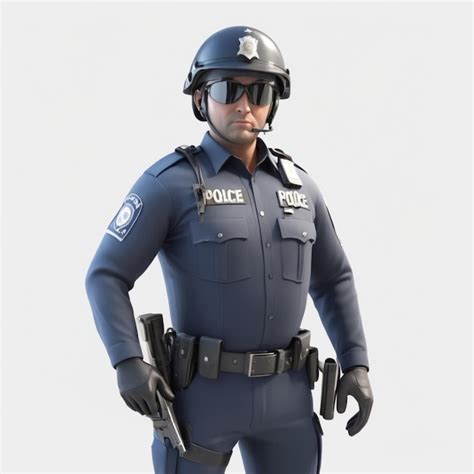 Premium PSD A Police Officer With A Gun In His Hand Is Standing In