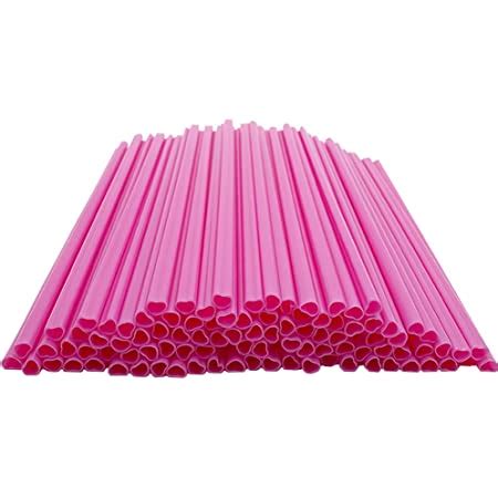 Amazon The Best MOON 100pcs Heart Shaped Pink Straws Disposable