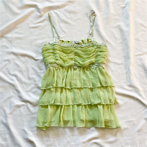 Y2k Green Kaelyn Max Tank Top Size Medium Vintage Depop