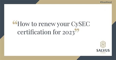 How To Renew Your Cysec Certification For 2023 Salvus Funds