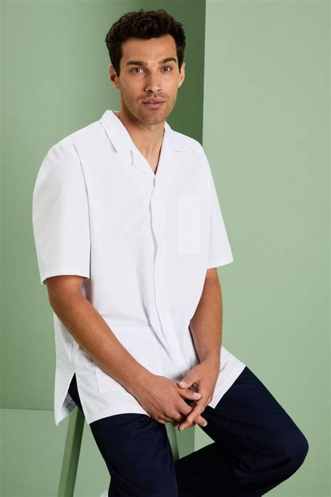 Mens Navy Healthcare Tunic With Various Trim Colours Simon Jersey