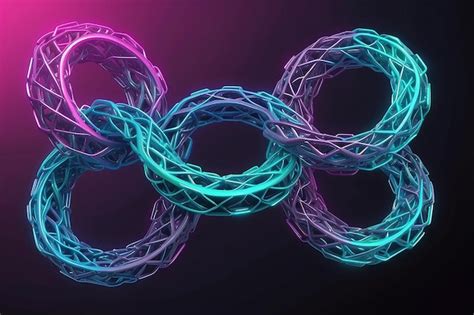 Premium Photo Blockchain Link Sign 3d Chain Link Grid Two Torus Block