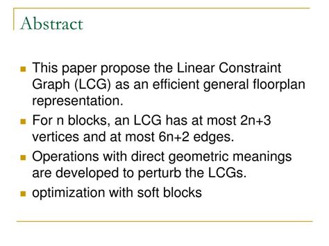 Ppt Linear Constraint Graph For Floorplan Optimization With Soft