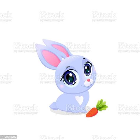 Lapin Mignon Avec La Carotte Disolement Sur Le Clipart Blanc Vecteurs