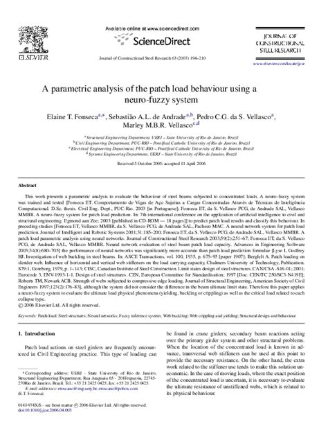 Pdf A Parametric Analysis Of The Patch Load Behaviour Using A Neuro