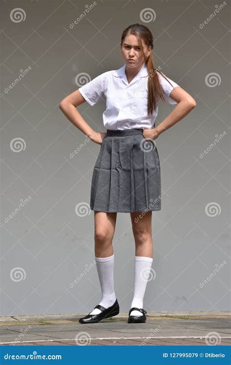 Unhappy Cute Colombian Person Standing Stock Image Image Of Unhappy