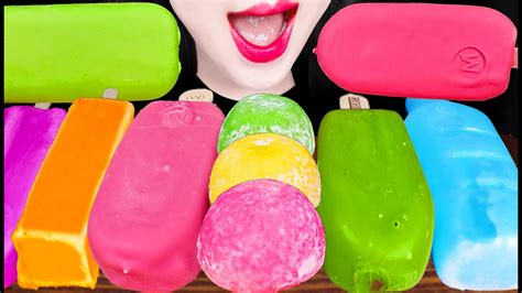 Asmr Rainbow Ice Cream 레인보우 아이스크림 Magnum Chocolate Mukbang 먹방 Youtube