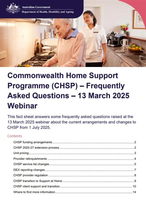 Commonwealth Home Support Programme Chsp Frequently Asked Questions 13 March 2025 Webinar