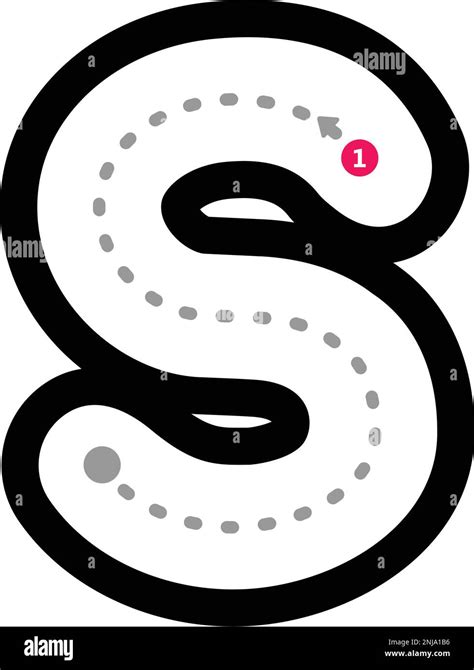 Tracing Alphabet Letter S Lowercase Prewriting Dotted Line Element For Kindergarten And