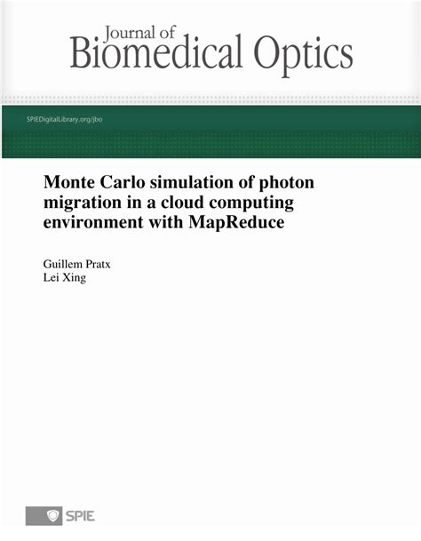 Pdf Monte Carlo Simulation Of Photon Migration In A Cloud Computing