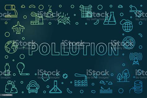 오염 얇은 선 컬러 창조적 인 수평 프레임 벡터 개념 일러스트 레이 션 0명에 대한 스톡 벡터 아트 및 기타 이미지 0명 가방 개념 Istock