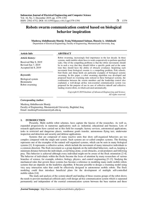 Pdf Robots Swarm Communication Control Based On Biological Behavior