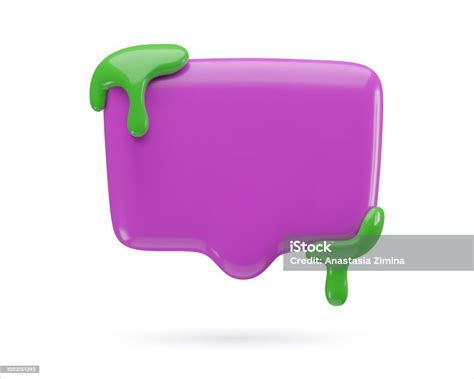 3d Blank Speech Bubble With Drip Of Green Slime Halloween Chat Icon