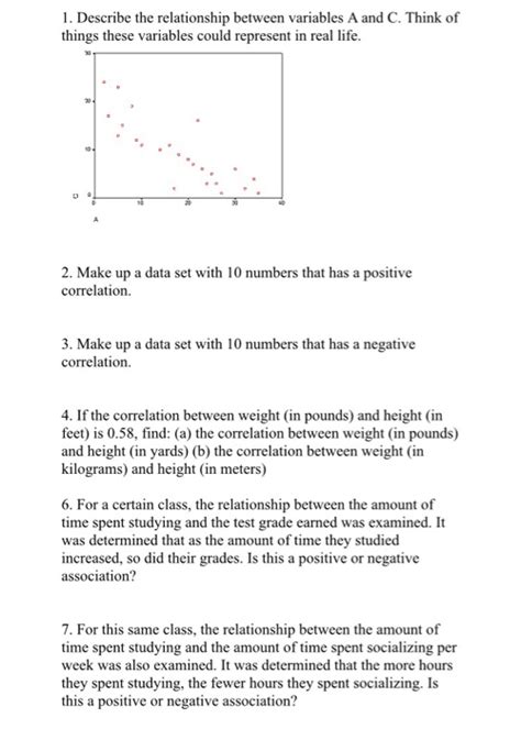 Solved 1 Describe The Relationship Between Variables A And