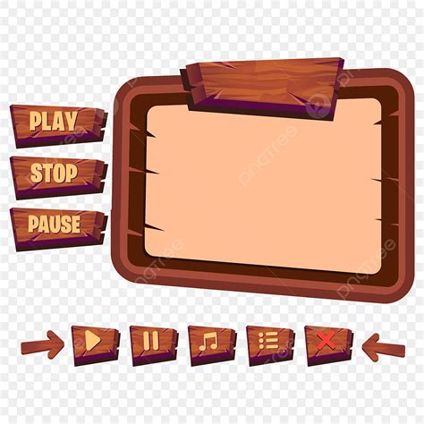 Wooden Ui Vector Png Images Wooden Ui Game Vector Set Play Screen