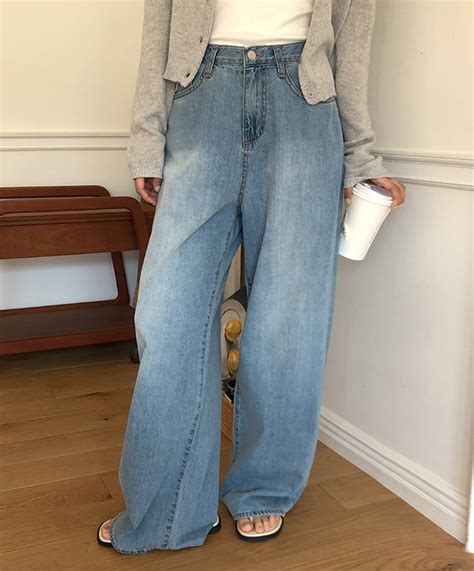 니어웨어 여름신상🌊 누라 워싱 연청 와이드 데님