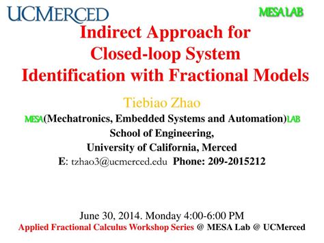 ppt indirect approach for closed loop system identification with