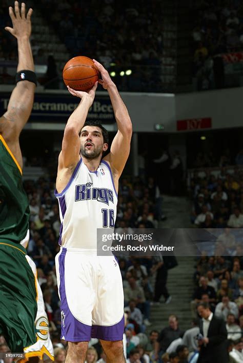 Predrag Stojakovic Of The Sacramento Kings Shoots A Jump Shot During