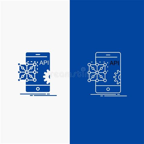 Api Application Coding Development Mobile Line And Glyph Web Button In Blue Color Vertical