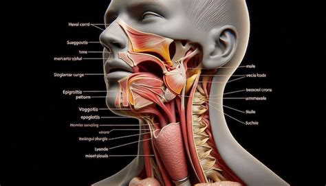 A Black And White Photo Of A Womans Head With The Neck Labeled With The