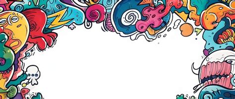 Vibrant Doodle Border Design With Blank Space For Customizable Business Or Luxury Mockup