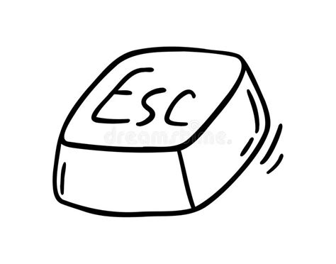 Esc Button Or Escape Button Icon Doodle Hand Drawn Outline Line Drawing Clipart Symbol Stock