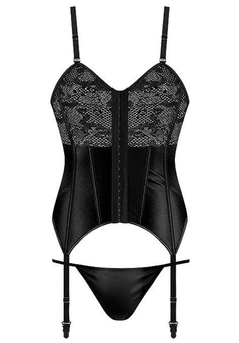 Womens Sexy Lace Lingerie Set With Garter Belt Bodysuit