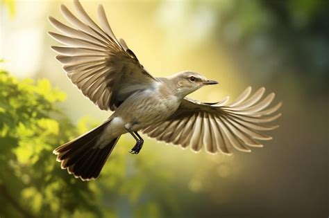 Premium Ai Image Mocking Bird Flying