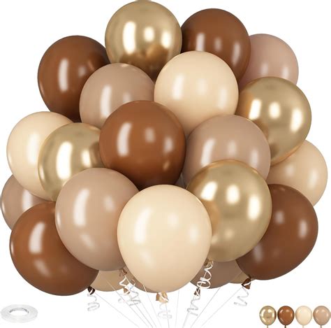 Hilavo Brown Gold Balloons 12 Inch Double Stuffed Brown Gold And Cream