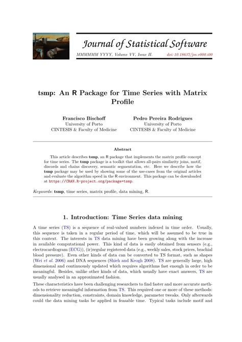 Pdf Tsmp An R Package For Time Series With Matrix Profile