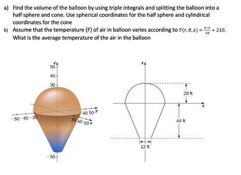 A Find The Volume Of The Balloon By Using Triple Integrals And Splitting The Balloon Into A