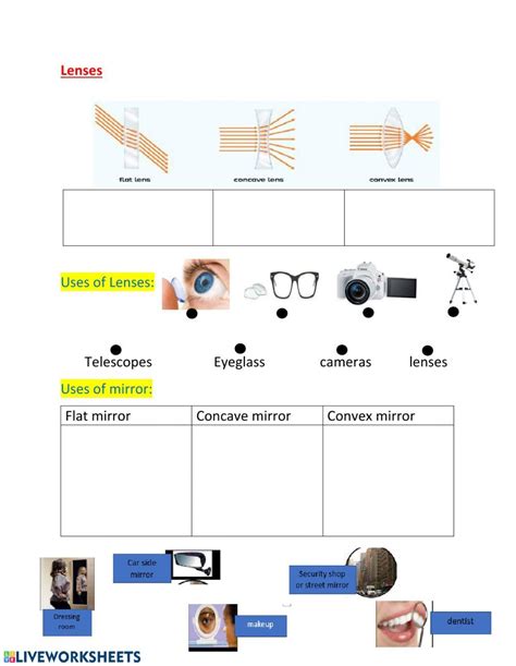 Mirror And Lenses Worksheet Mirrors And Lenses 5th Grade Worksheets