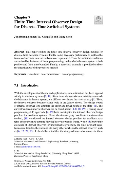 Pdf Finite Time Interval Observer Design For Discrete Time Switched Systems Theory And