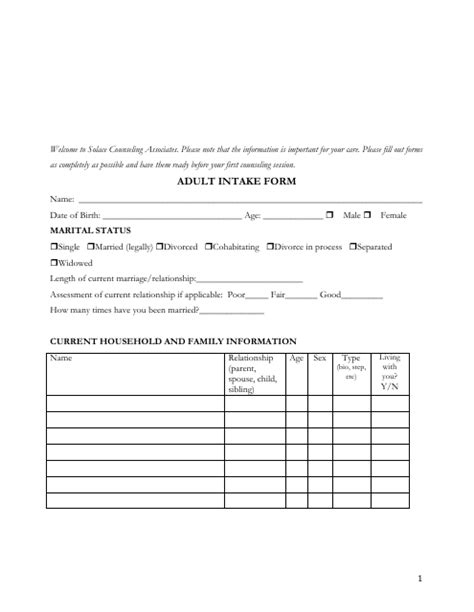 Adult Intake Form Patient Fill Out Sign Online And Download Pdf
