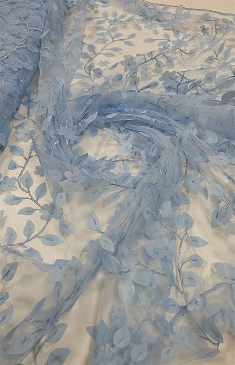Tule Bordado Floral Borboletas Azul Serenity SóTecidos Todo